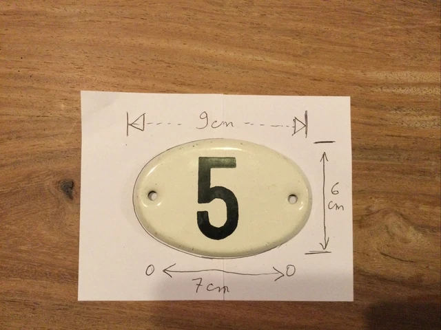 N° 5 ANCIENNE plaque émaillée NUMÉRO de rue porte meuble Métier tonneau tiroir EUR 15,00 ...