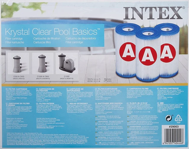 INTEX 29003 COMBO Dispositif de Chloration Filtre Pompe Cartouche ...