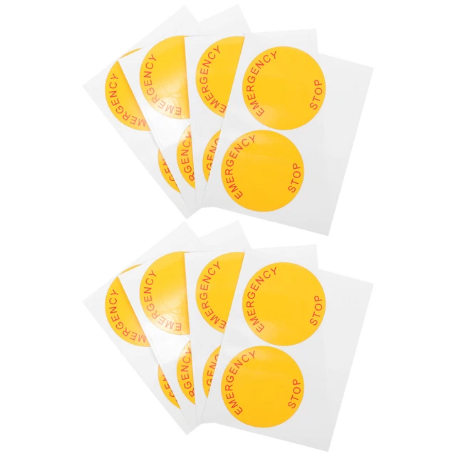 8 SHEETS EMERGENCY Stop Sign Pvc Self-adhesive Stickers Appliance Label ...
