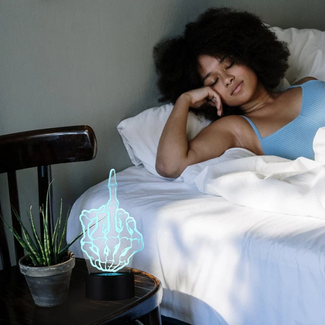 VERTICAL MIDDLE FINGER 3D Lamp Visual Illusion LED Night Light £16.49 ...