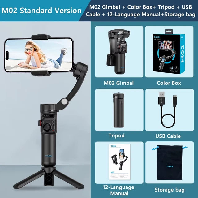 M02 NEW 3-AXIS Handheld Gimbal Stabilizer for Smartphone with Wireless ...
