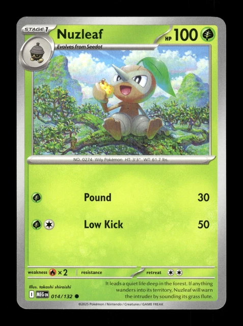 NUZLEAF COMMON ME01: Mega Evolution 014/132 NM Pokemon NM £1.53 ...