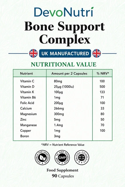 DEVONUTRI BONE SUPPORT Complex- Advanced Formula- 90 Capsules £32.99 ...