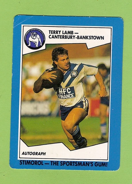 1989 CANTERBURY BULLDOGS Stimorol Rugby League Card #8 Terry Lamb $8.00 ...