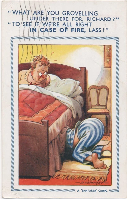 POSTCARD BAMFORTH COMIC Series Brown Triangle No 631 BED CHAMBER POT £3 ...