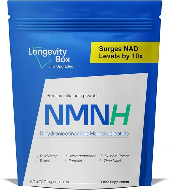 LONGEVITY BOX NMNH NMN Alternative 60 x 250mg Advanced NAD + Booster ...
