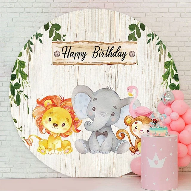 CIRCLE CUTE ANIMALS Wood Backdrop For Happy Birthday $35.97 - PicClick AU