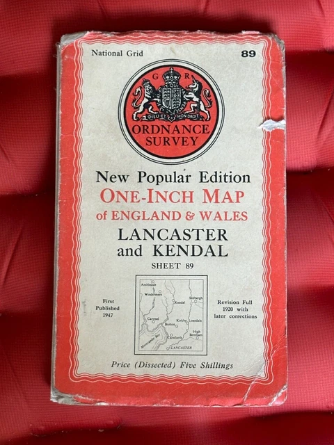 VINTAGE ORDNANCE SURVEY One Inch Cloth Dissected Map,of Lancaster ...