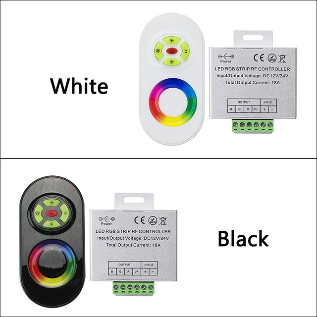 LED RGB STRIP Controller 18A DC12V 24V RF Wireless Touch Remote Control ...