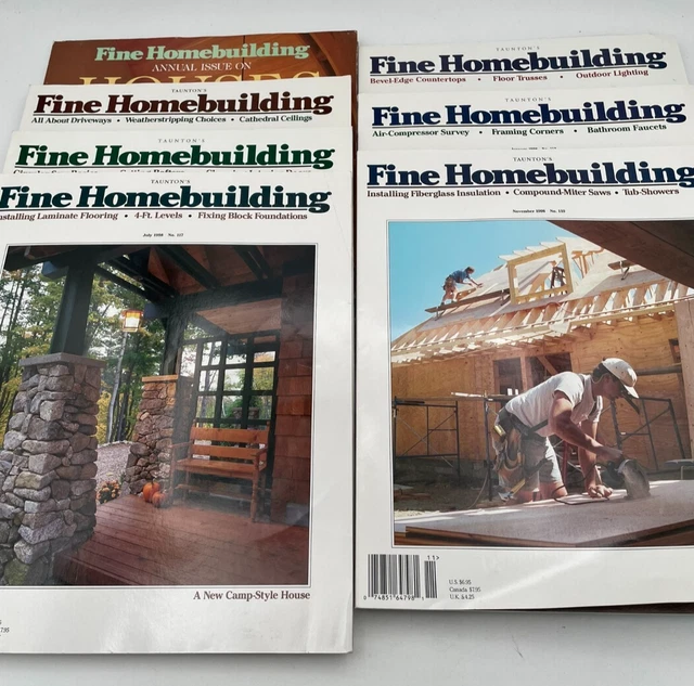 *LOT OF 8* Fine Homebuilding Magazines - 1998 £18.57 - PicClick UK