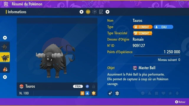 TAUROS PALDEA EAU SHINY ou NON 6IV FULL + OBJET - POKEMON VIOLET ...