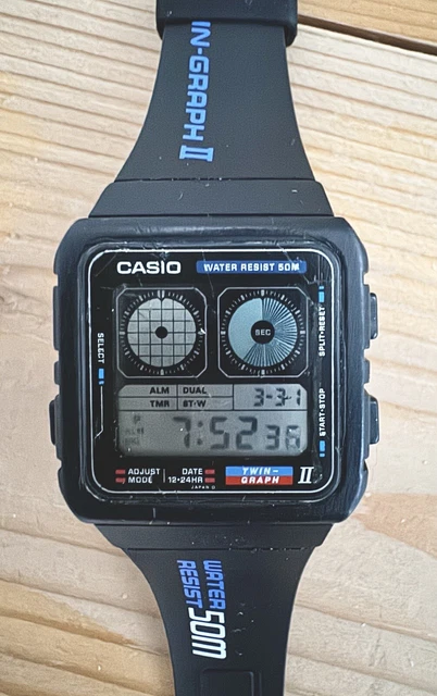 RARE! 1988 CASIO AE-21w Twin Graph II Vintage WR 50m Module 809 The Dr ...