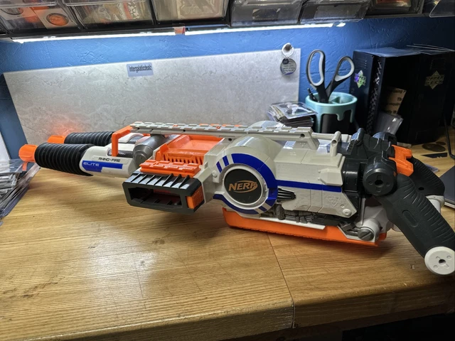 NERF N-STRIKE ELITE Rhino Fire Blaster White Blue Gun Only - UNTESTED £ ...