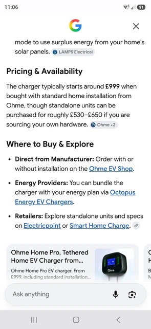 OHME HOME PRO 7kW EV Charger Type 2 Tethered 8m Black - OHME0002GB002 £ ...