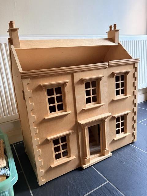 WOODEN DOLLHOUSE WITH Furniture and Family of Characters £19.36 ...