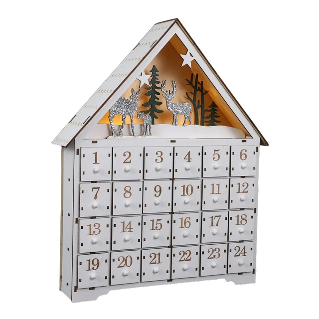 CHRISTMAS ADVENT CALENDAR: 2026 Wooden Led House Countdown Decoration ...