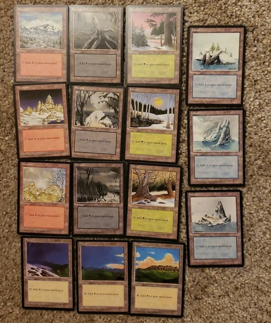 ICE AGE ALL UNIQUE ART full 15 cards set MTG Basic Lands vintage lot ...