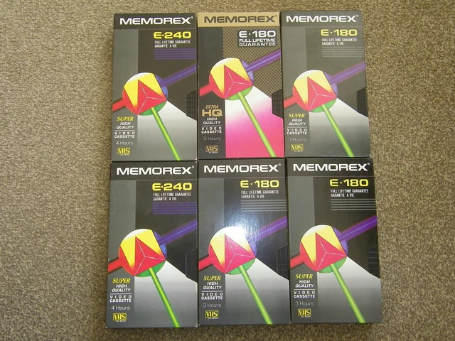 SELECTION OF 6 x Memorex E180/E240 VHS Video Tapes Cassettes - Quality ...