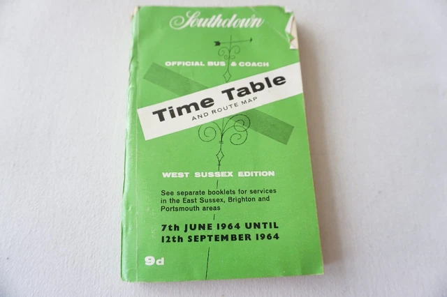 JUNE 1964 SOUTHDOWN Bus & Coach Timetable with Map West Sussex £15.99 ...