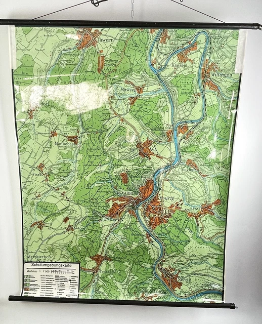 SCHOOL ENVIRONMENT MAP Saarburg Wall Map Teaching Board 151x170cm #152 ...