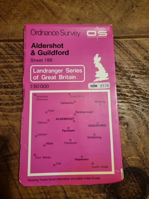 ALDERSHOT & GUILDFORD Map (OS Landranger, Sheet 186, 1:50,000) £2.00 ...