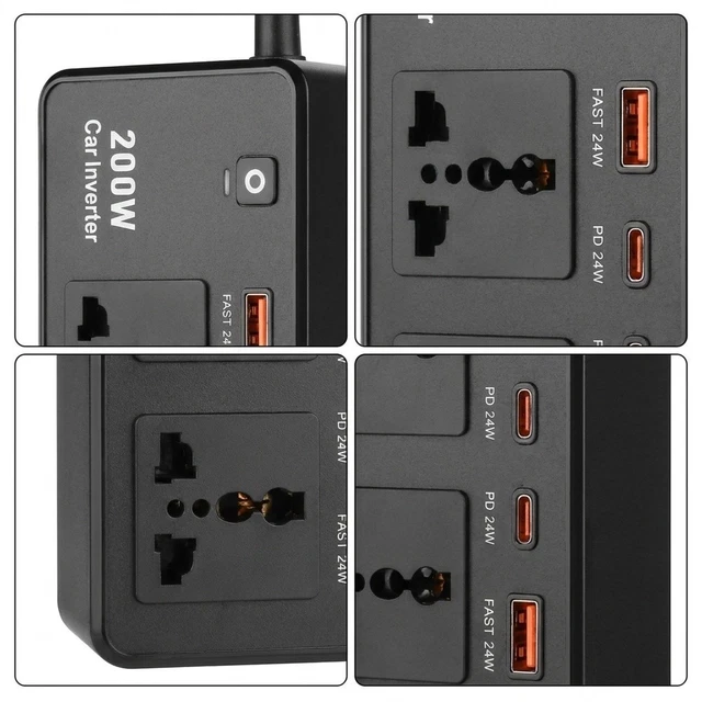 ONDULEUR VOITURE 12V à 220V Sortie AC avec Charge USB pour Petits ...