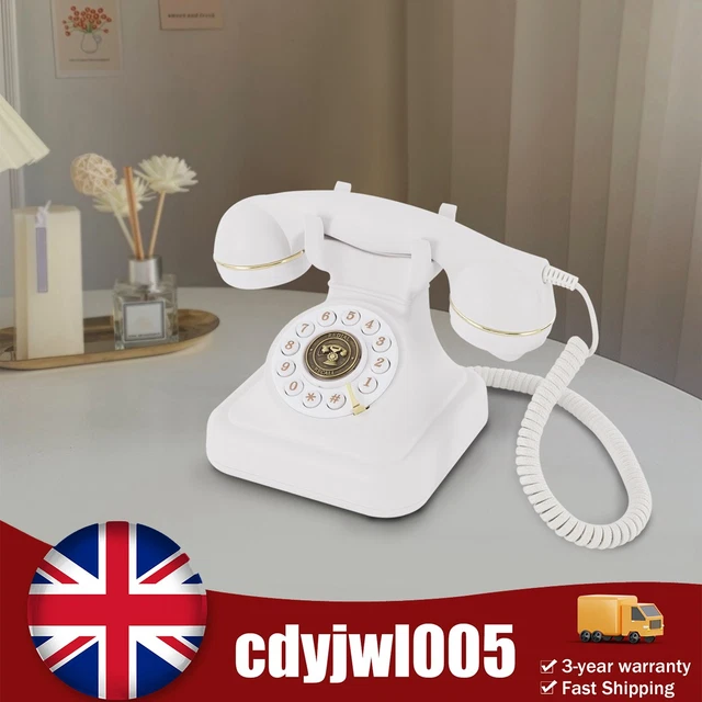 VINTAGE WHITE ROTARY Telephone - Retro Corded Landline Phone with ...
