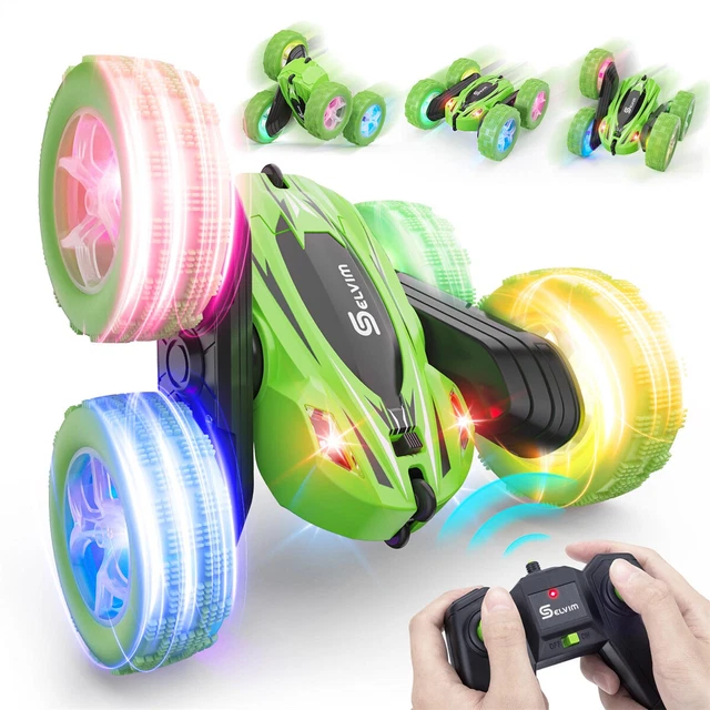 SELVIM 4WD 360° RC Stunt Car Remote Control LED Light Double Sided Off ...