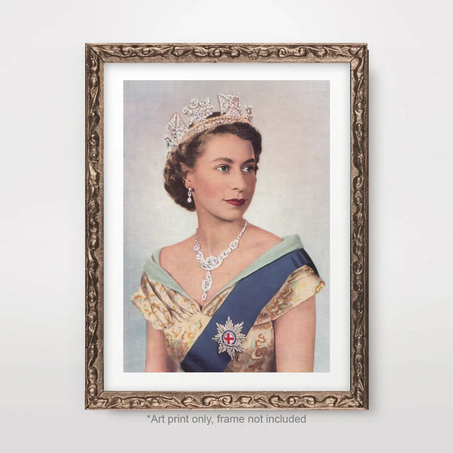 QUEEN ELIZABETH II Memorial Vintage Portrait Art Print Poster 1953 ...