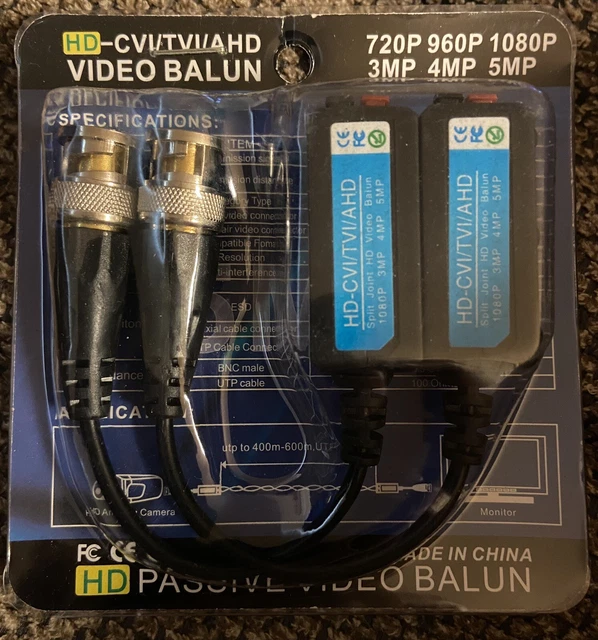 3 PAIR TOOLLESS 5MP Passive Video Balun UTP Cat5 / Cat6 CCTV via ...