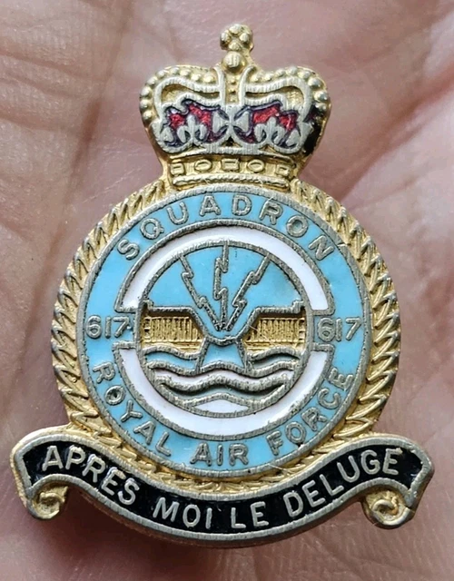 VINTAGE RAF 617 "Dambusters" Squadron Crest Brass And Enamel Pin Badge ...