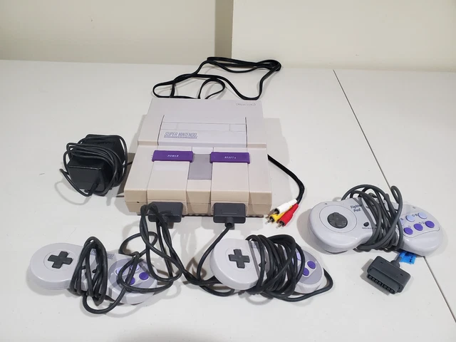 SUPER NINTENDO SNES System Console + 2 Controllers, OEM parts, turbo ...