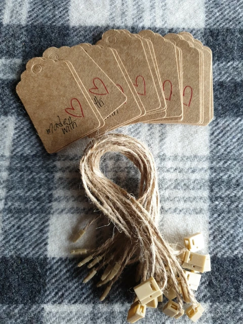 20 SWING TAGS Gorgeous 5cm Brown Kraft Paper & Twine Fastener Made with ...