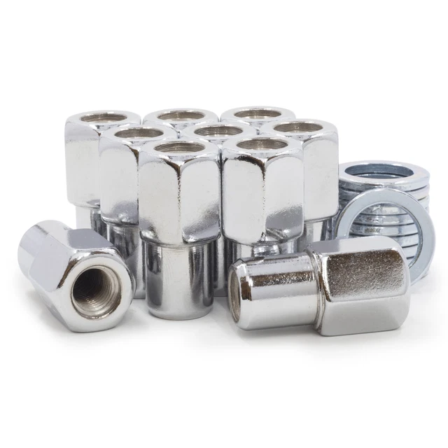 20 LUG NUTS 7/16-20 Chrome Open End Mag .75 Shank & Standard Washers ...