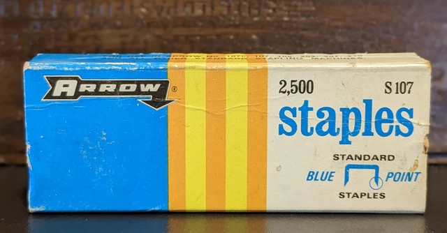 VINTAGE ARROW 2,500 Standard Blue Point S 107 Staples Partial Box Over ...