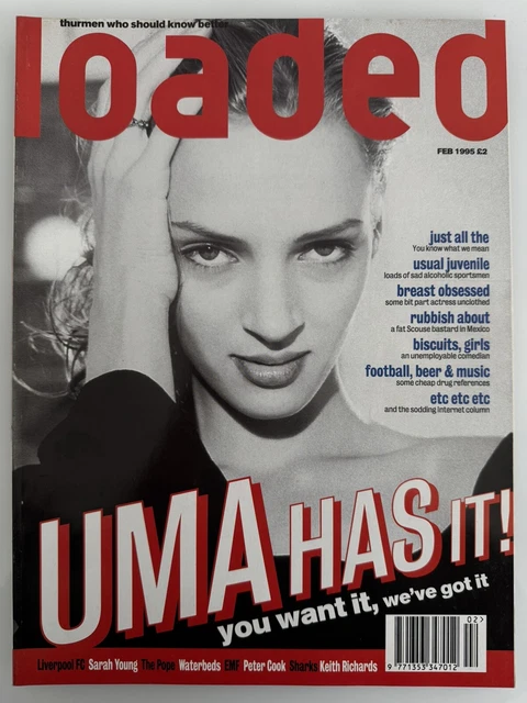 LOADED MAGAZINE FEBRUARY 1995 Uma Thurman Sarah Young Milla Jovovich ...