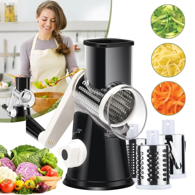 ROTARY CHEESE GRATER Manual Speed Round Cheese Shredder Vegetable ...