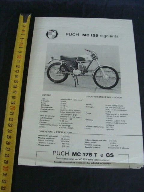 BROCHURE MOTO PUCH MC regolarità e Puch M125 strada EUR 28,85 - PicClick IT