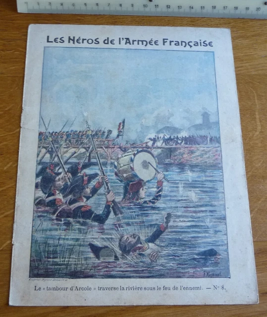 ANCIEN PROTÈGE-CAHIER COUVERTURE "LE TAMBOUR D'ARCOLE" Les HEROS ARMEE ...