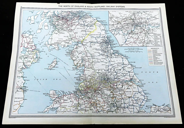 ANTIQUE RAILWAY MAP of England Scotland Train Companies Rail Network ...
