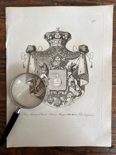 BLASON ARMOIRIE Héraldique : Marquis de Mun, Pair de France. EUR 22,00 ...