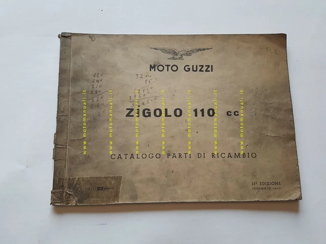 MOTO GUZZI ZIGOLO 110 1963 catalogo ricambi ORIGINALE spare parts ...