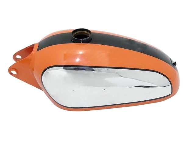 PETROL FUEL TANK Orange & Black Chrome Plated Fits Ducati 350cc ...