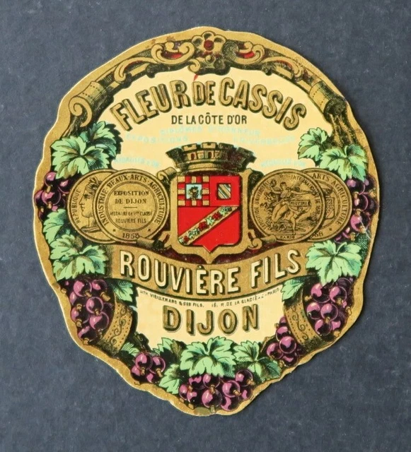ANCIENNE ÉTIQUETTE FLEUR DE CASSIS ROUVIERE DIJON french label EUR 6,00 ...