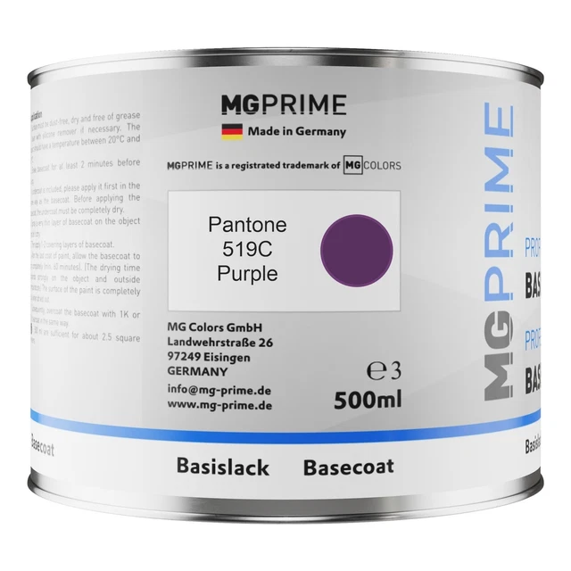 PANTONE 519C PURPLE Lack Dose Set Basislack 2K Klarlack seidenmatt 1 ...