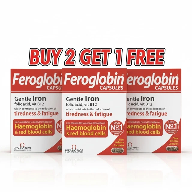 3 × VITABIOTICS Feroglobin Capsules × 90 Tablets Brand New Sealed £21. ...