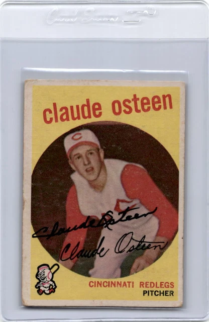 CLAUDE OSTEEN 1959 Topps #224 Autographe Dur Signé Cincinnati Reds ...