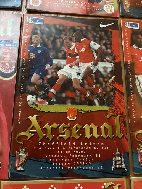 ARSENAL FOOTBALL CLUB Programmes x 9 Joblot 1996 - 1999 Good Condition ...