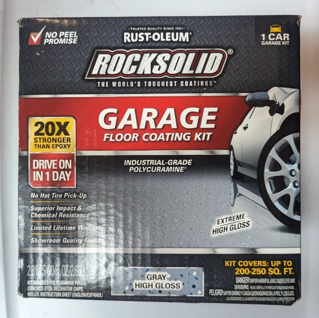 RUST-OLEUM ROCKSOLID 1 Car Garage Floor Coating Kit 60003 Gray BRAND ...