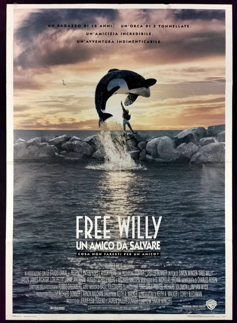 FREE WILLY UN AMICO DA SALVARE manifesto poster Orca Killer Whale D73 ...